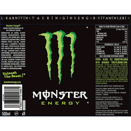 MONSTER ENERJİ İÇECEĞİ 500ML*12